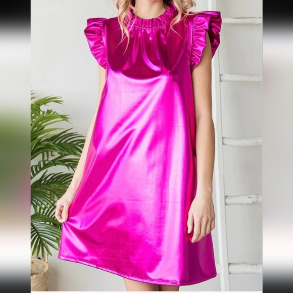 JODIFL | Dresses | Jodifl Hot Pink Metallic Dress Medium Nwt | Poshmark